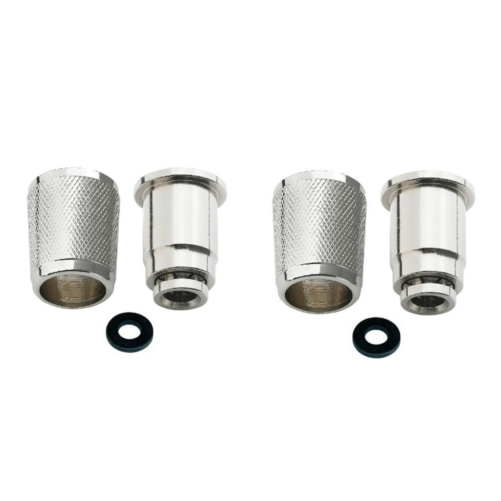 Aquaus Brass Hose Nut, Push-In Fitting & Washer Set - Chrome - RinseWorks