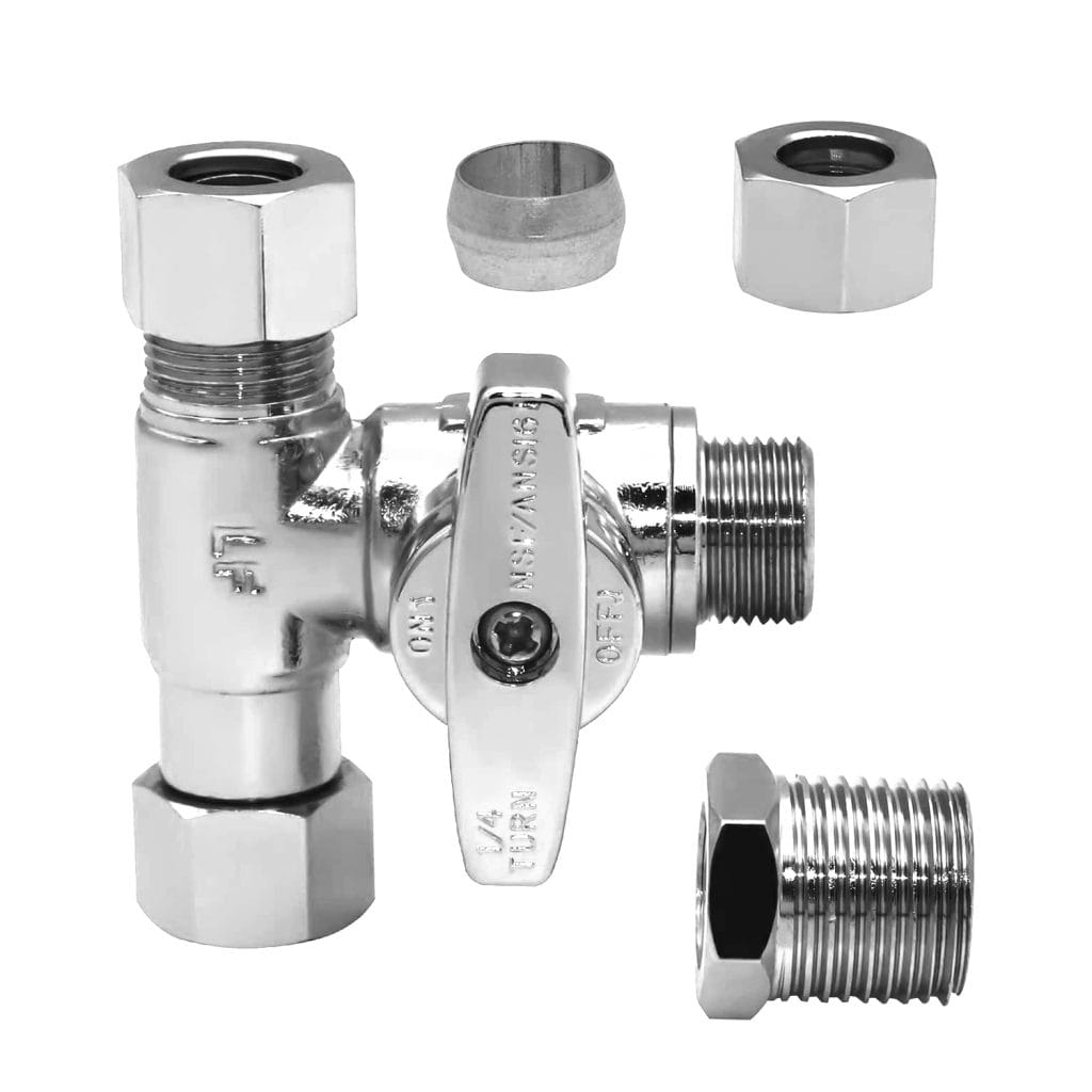 Brass 3/8" T-Connector & Shut-Off Valve - RinseWorks